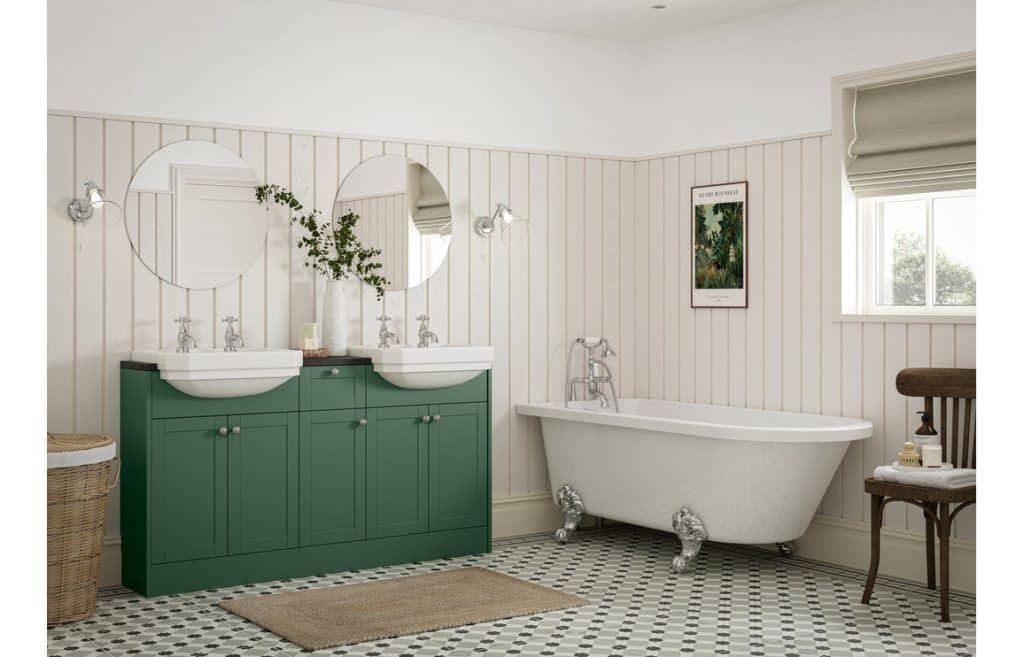 Benita 500mm 2 Door Basin Unit - Matt Sage Green - MPH
