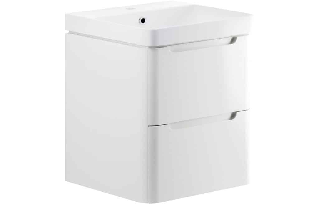 Lambra 600mm 2 Drawer Wall Hung Basin Unit - White Gloss - MPH