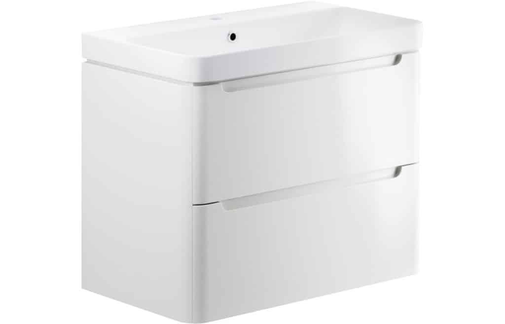 Lambra 800mm 2 Drawer Wall Hung Basin Unit - White Gloss - MPH