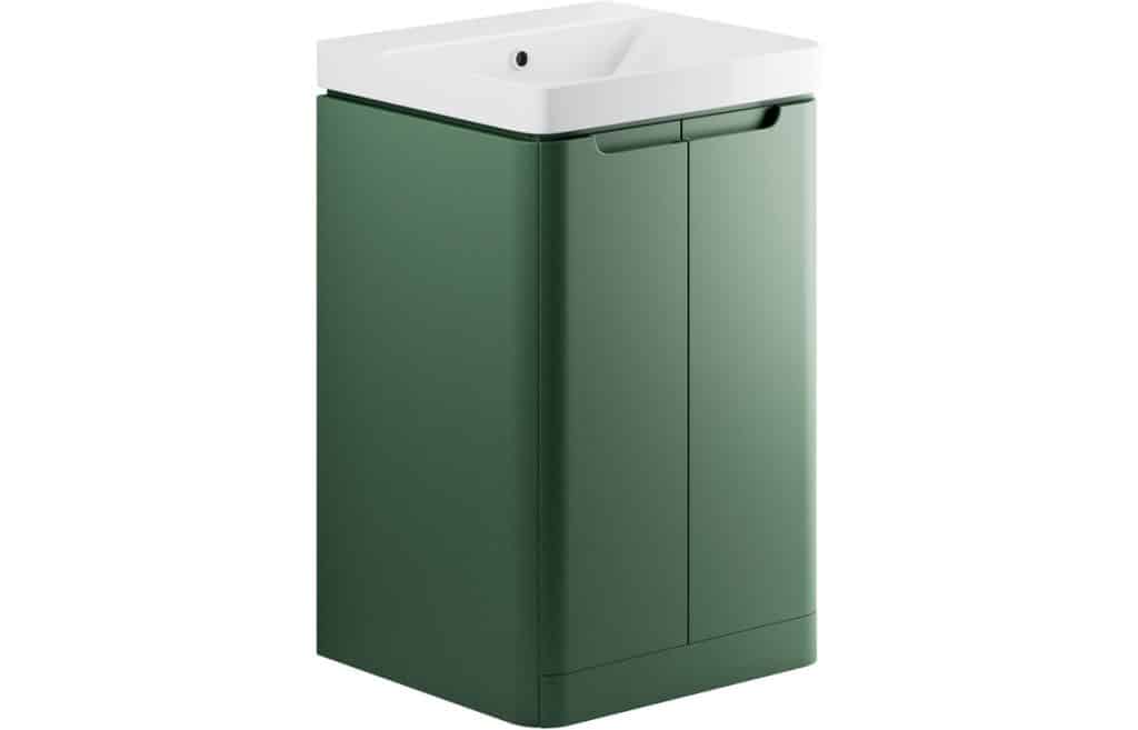 Lambra 500mm 2 Door Floor Standing Cloakroom Basin Unit - Matt Sage ...