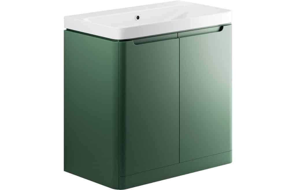 Lambra 800mm 2 Door Floor Standing Basin Unit - Matt Sage Green - MPH