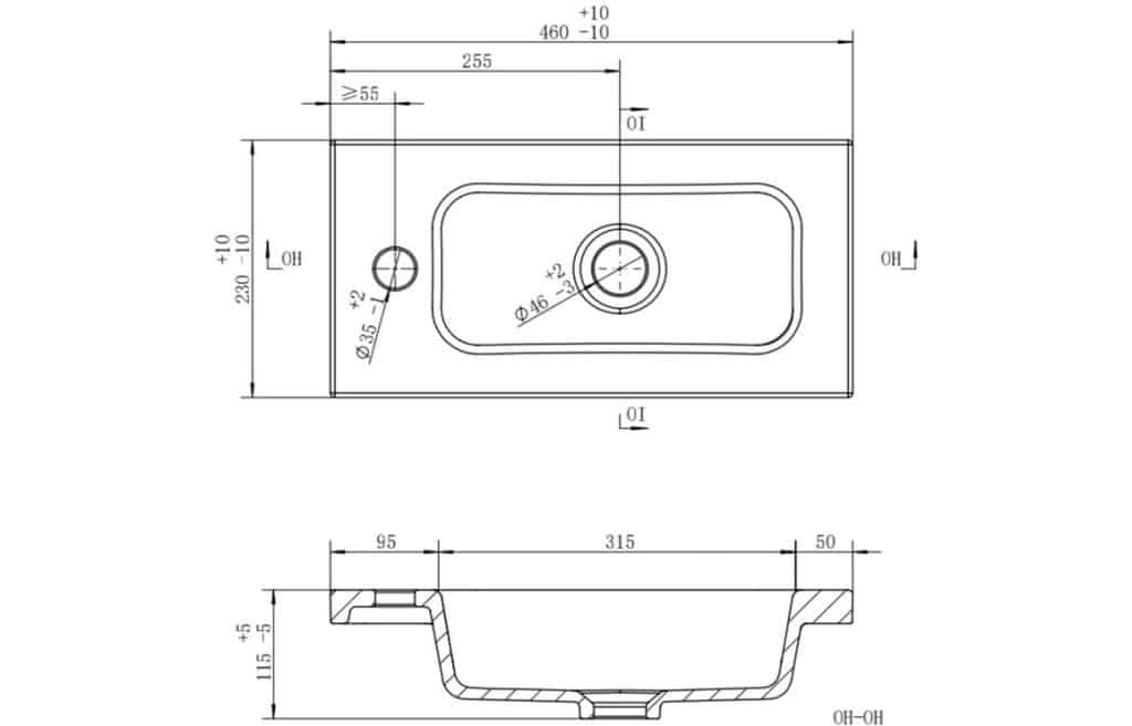Slim 450mm 1TH Inset Basin - MPH