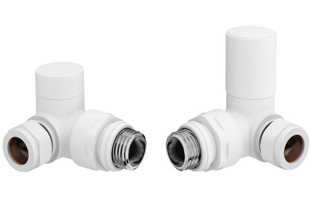 Patterned White Radiator Valves - Corner - MPH