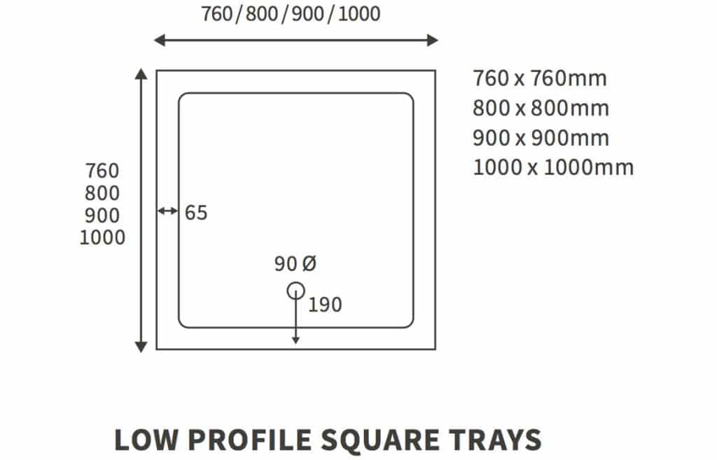 40mm Low Profile 700x700mm Square Tray & Waste - MPH